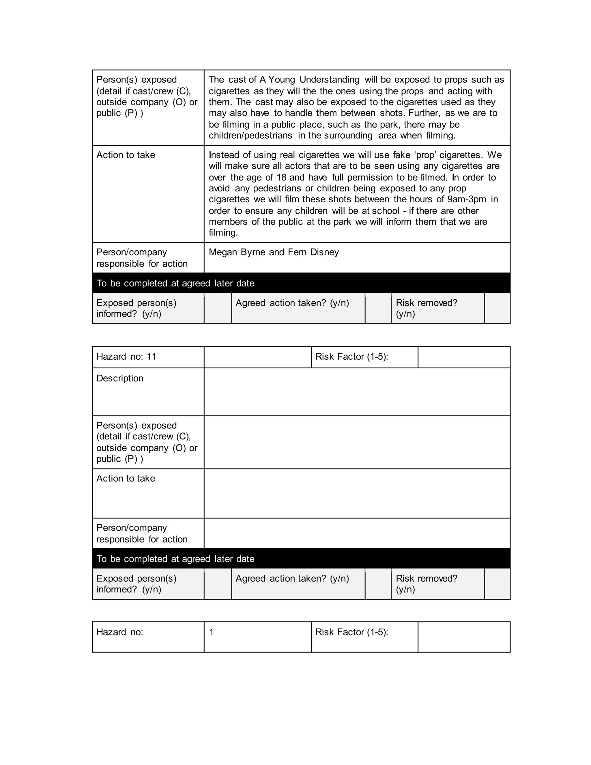 Risk assessment form park | PDF