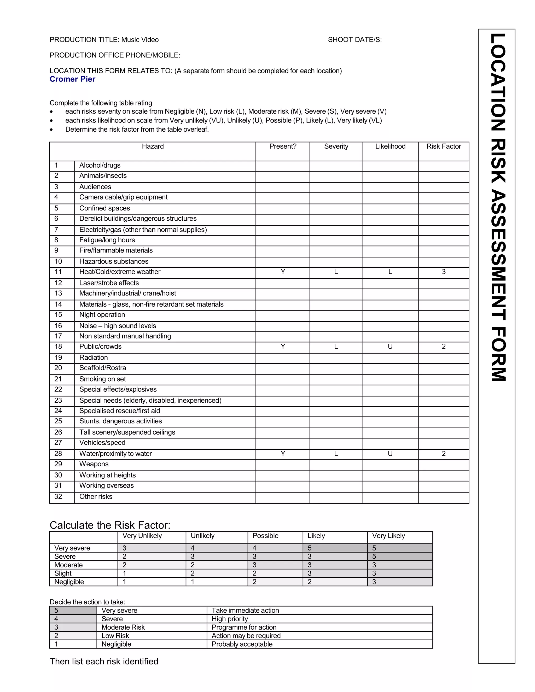 Risk assessment form pier | DOC