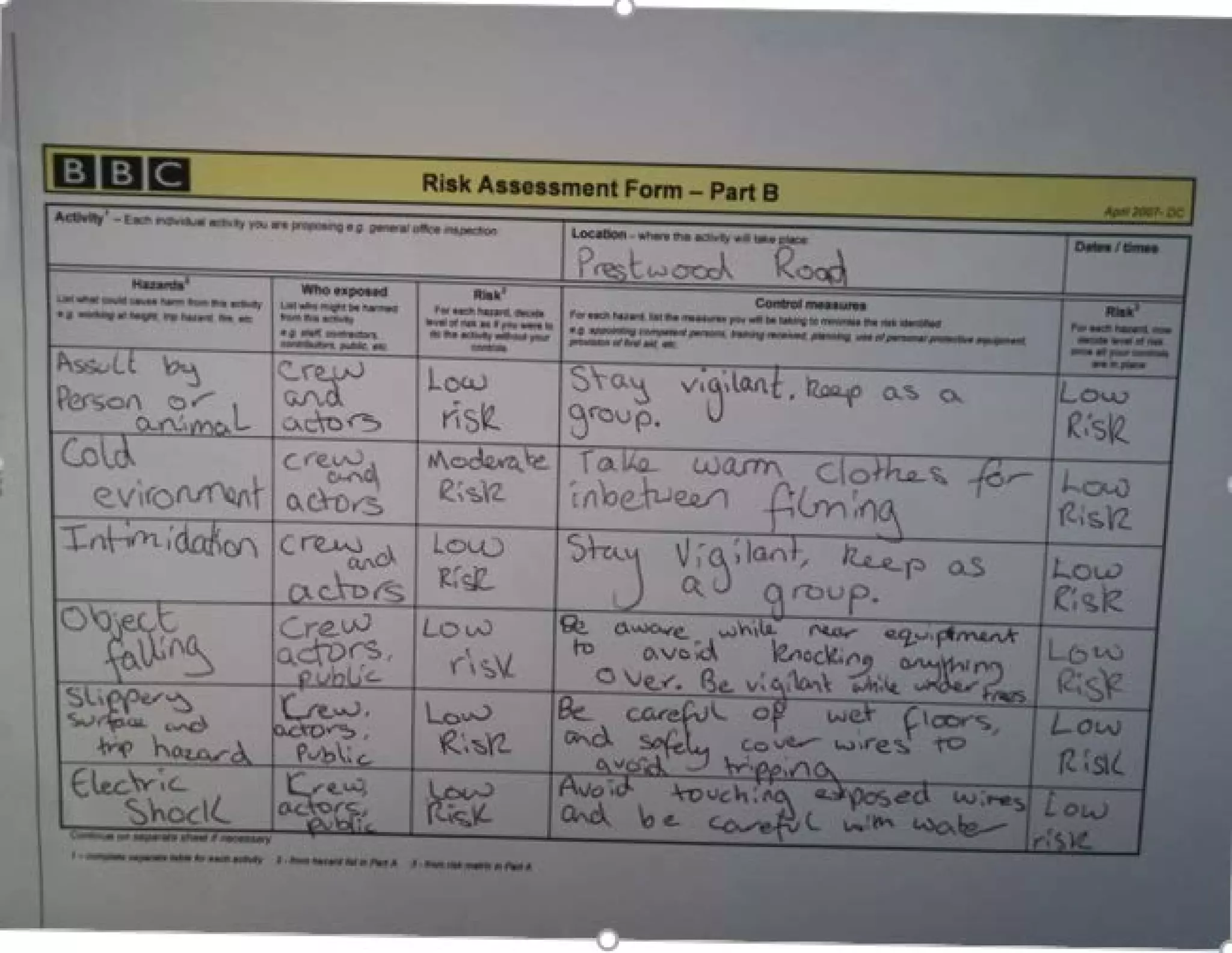 Risk Assessment Forms | PDF