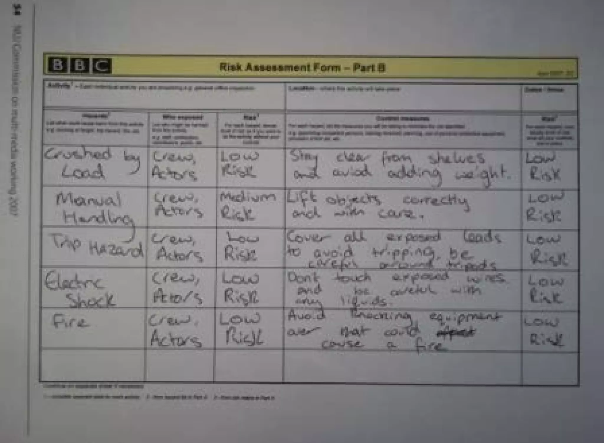 Risk Assessment Forms | PDF