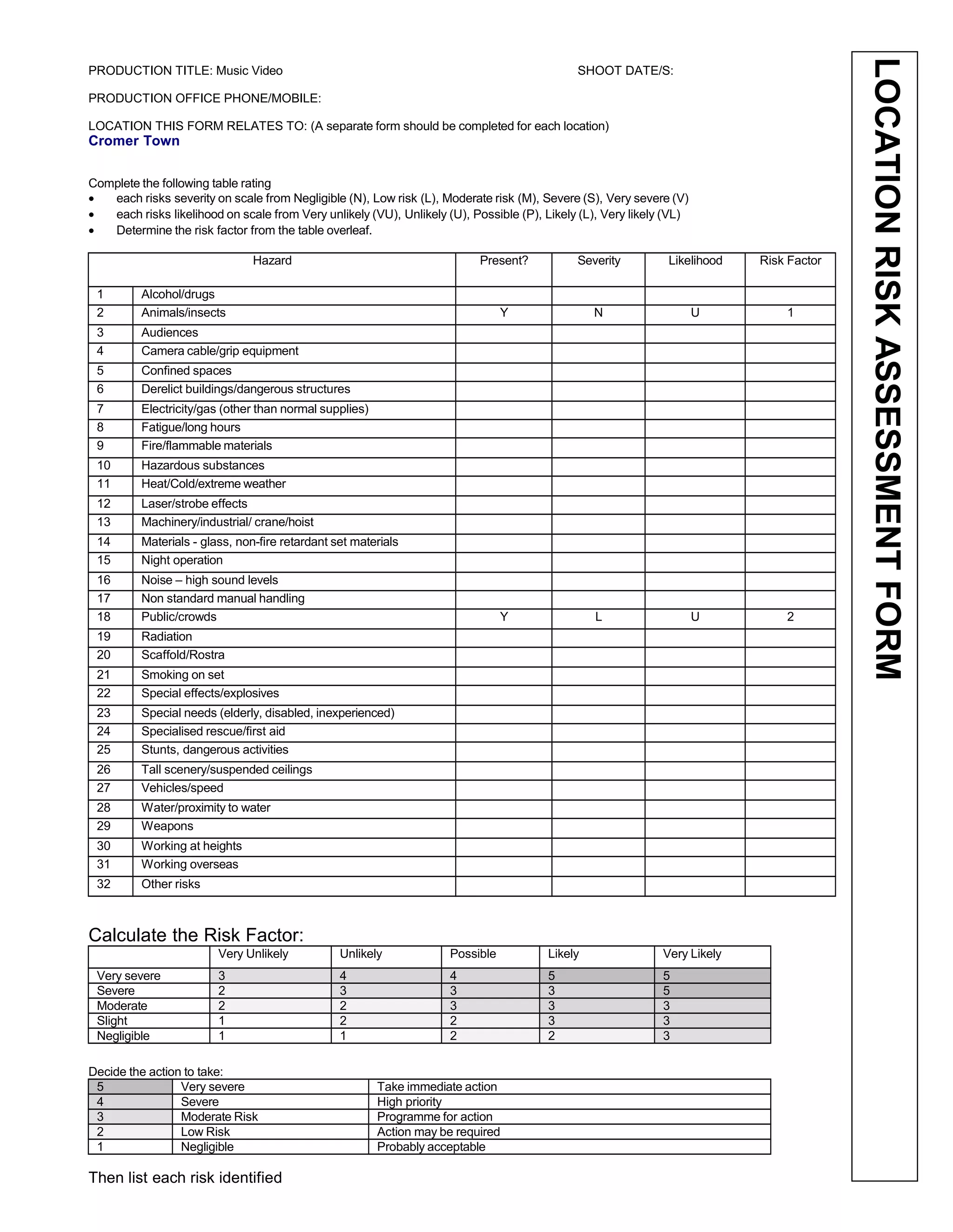 Risk assessment form town | DOC