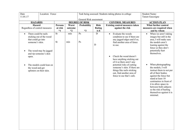 Risk assessment for music mag | PPT