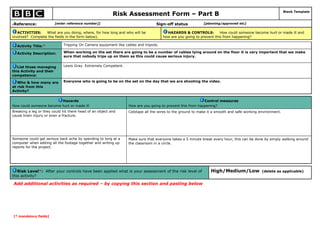 Risk assessment forn | DOC | Injuries | Diseases and Conditions