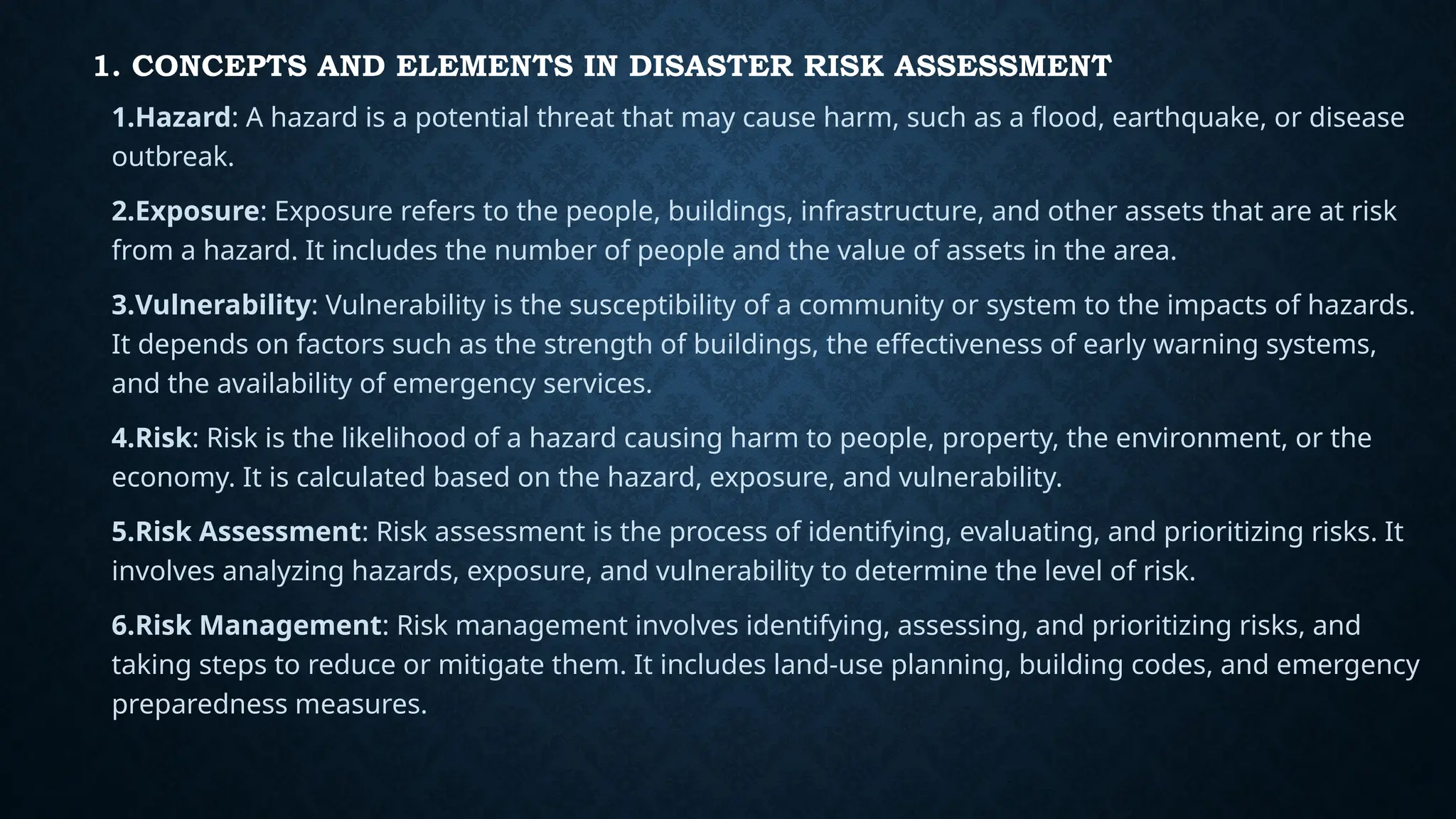 Risk assessment in disaster risk.pptcrucial process that involves ...