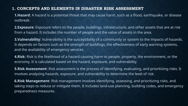 Risk assessment in disaster risk.pptcrucial process that involves ...