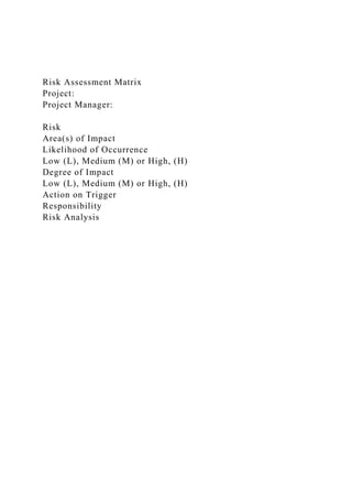 Risk Assessment MatrixProjectProject ManagerRiskArea.docx