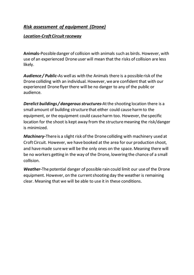 Risk Assessment - Drone | DOCX