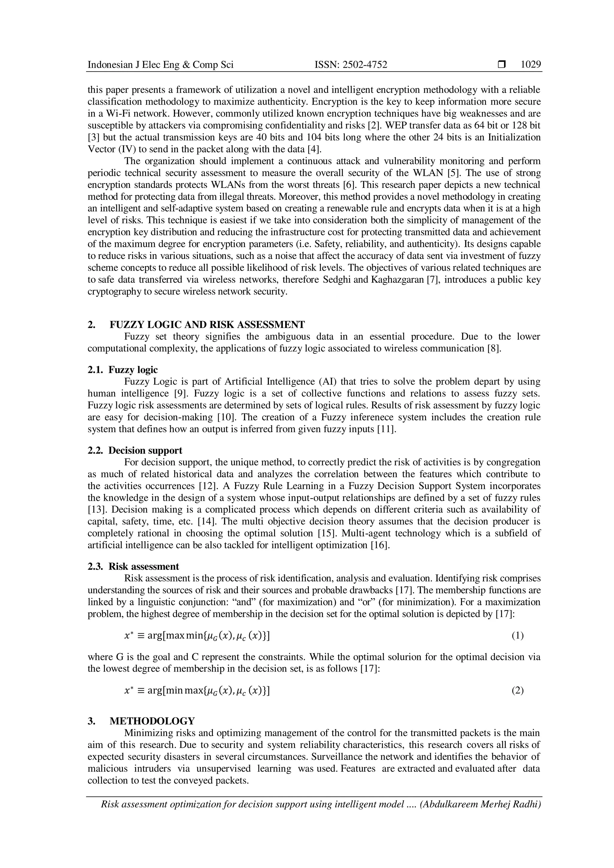 Risk assessment optimization for decision support using intelligent ...