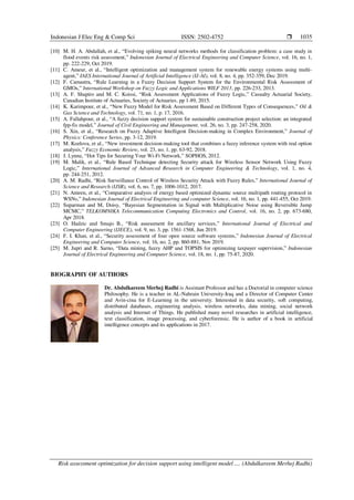 Risk assessment optimization for decision support using intelligent model based on fuzzy ...
