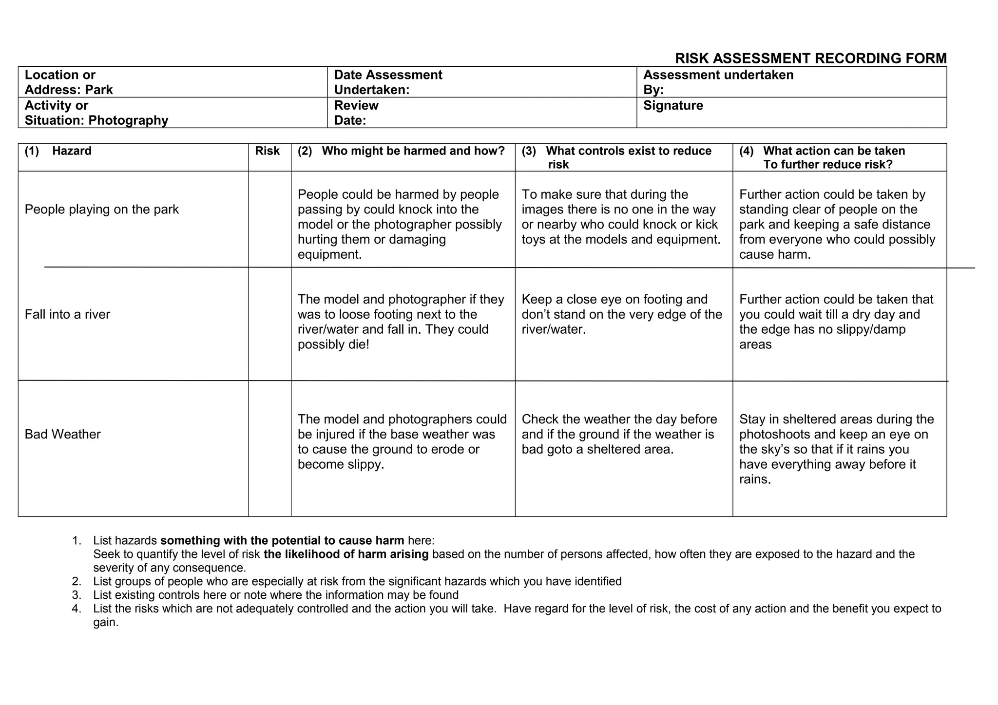 Risk assessment park | DOC
