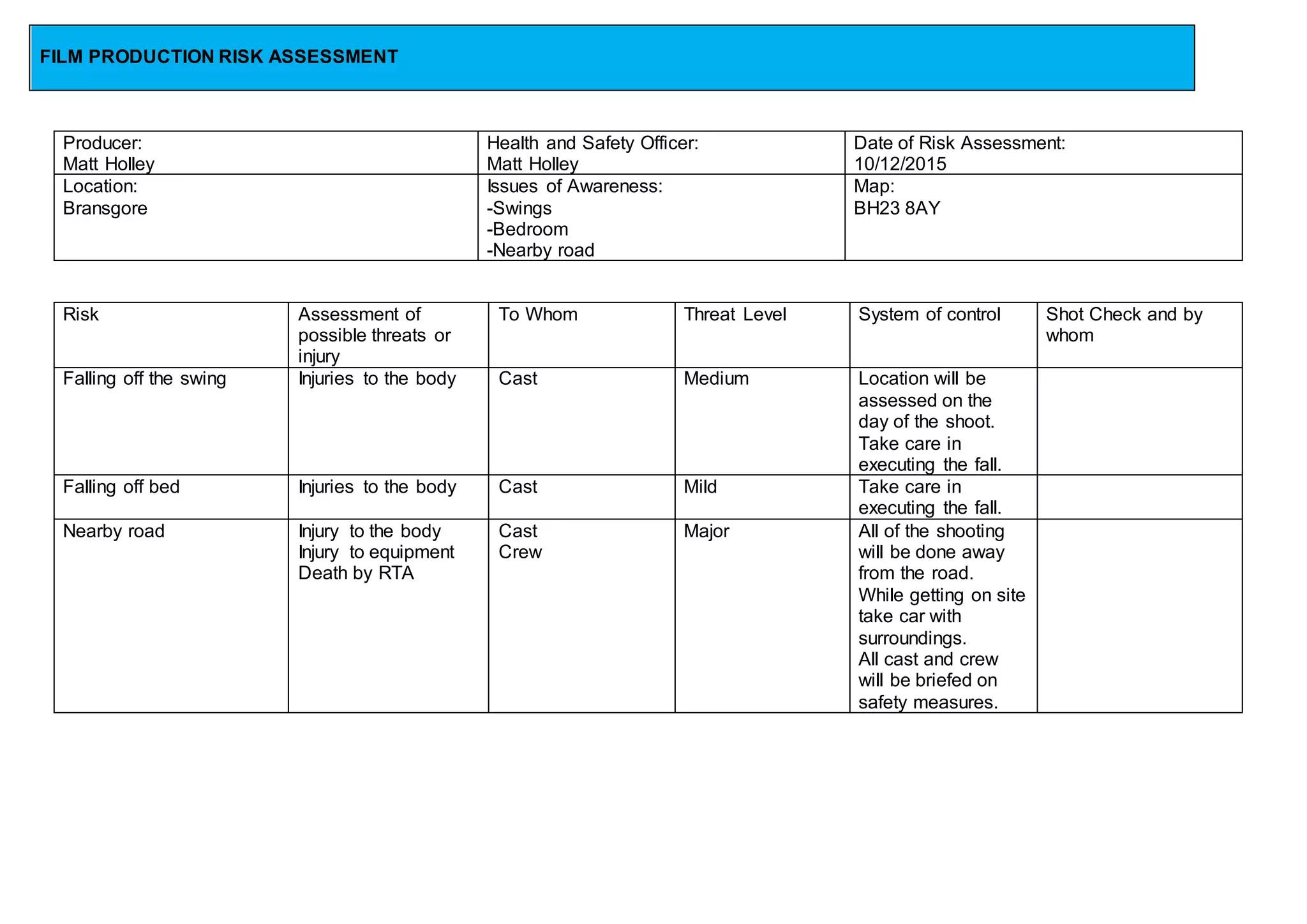 Risk assessment proforma | PPT