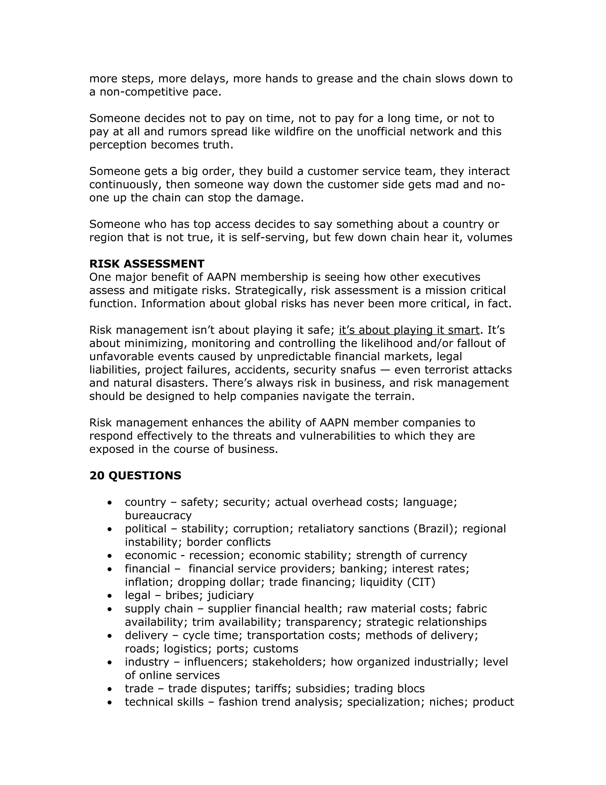 Risk Assessment Questions | DOC