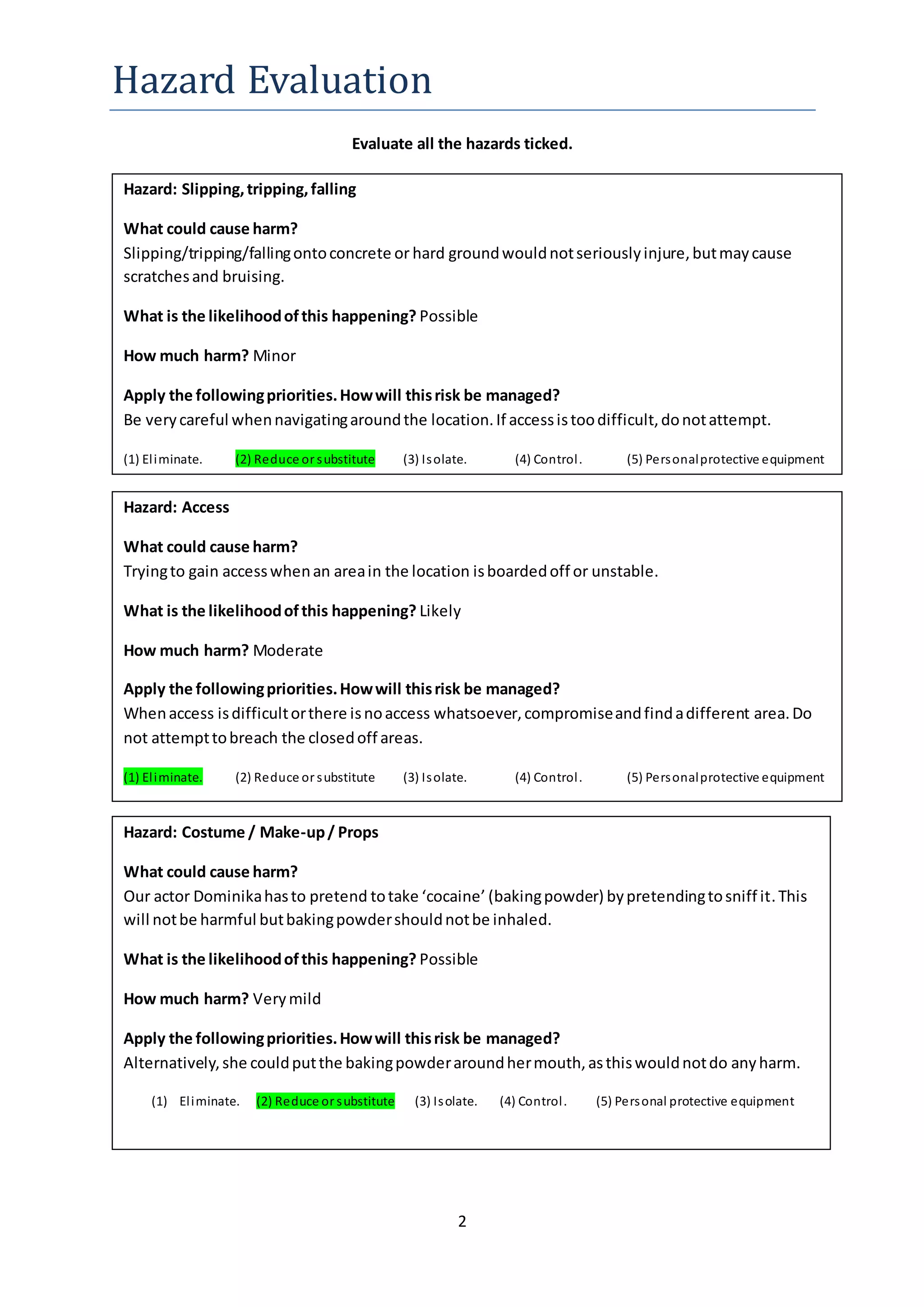 Risk Assessment RAF North Witham | DOCX | Video Production | Content ...