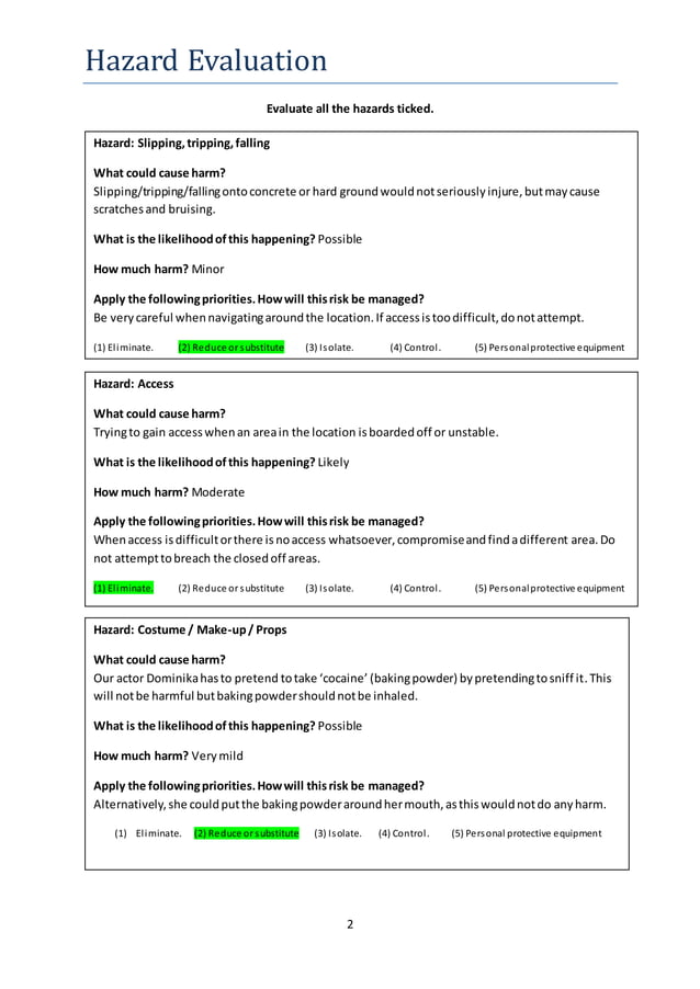 Risk Assessment RAF North Witham | DOCX | Video Production | Content ...