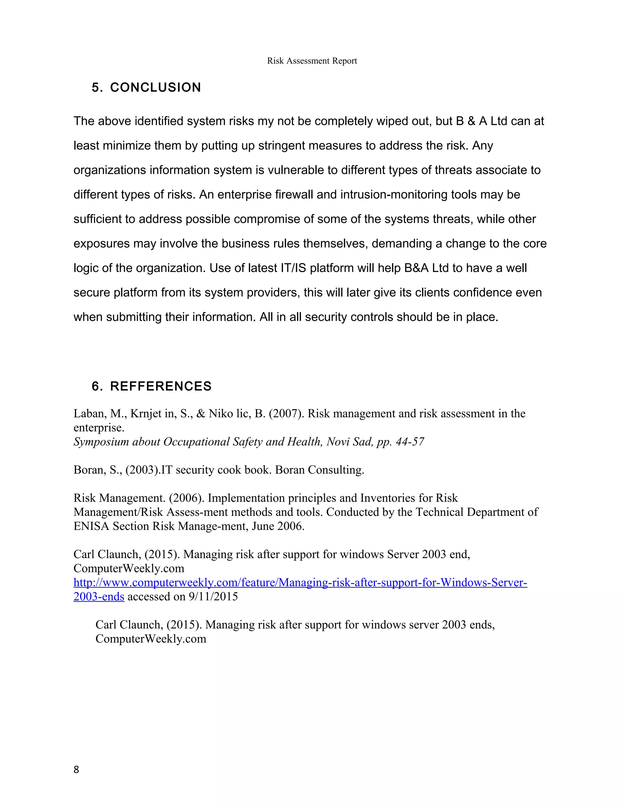 Risk assessment report | DOC