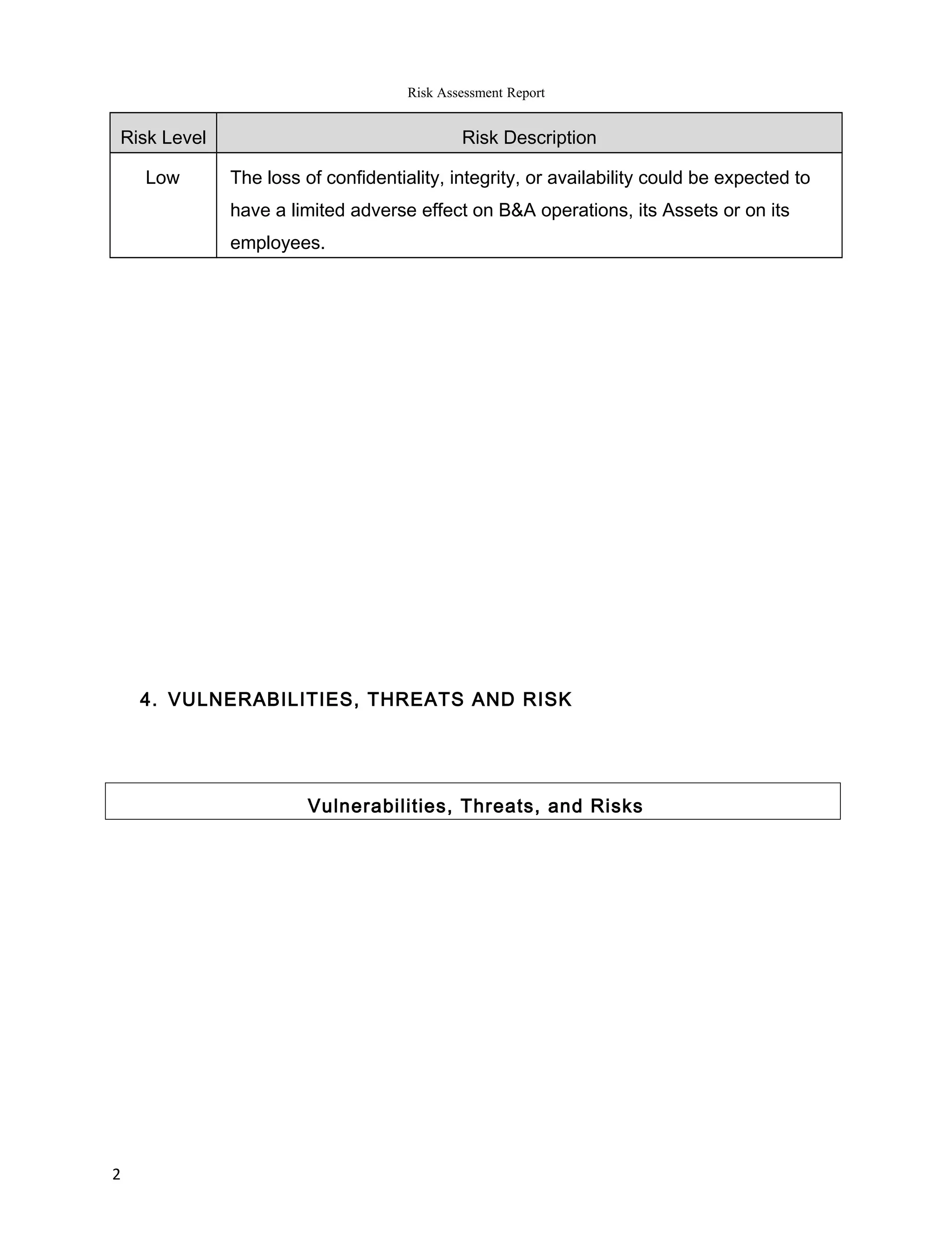 Risk assessment report | DOC