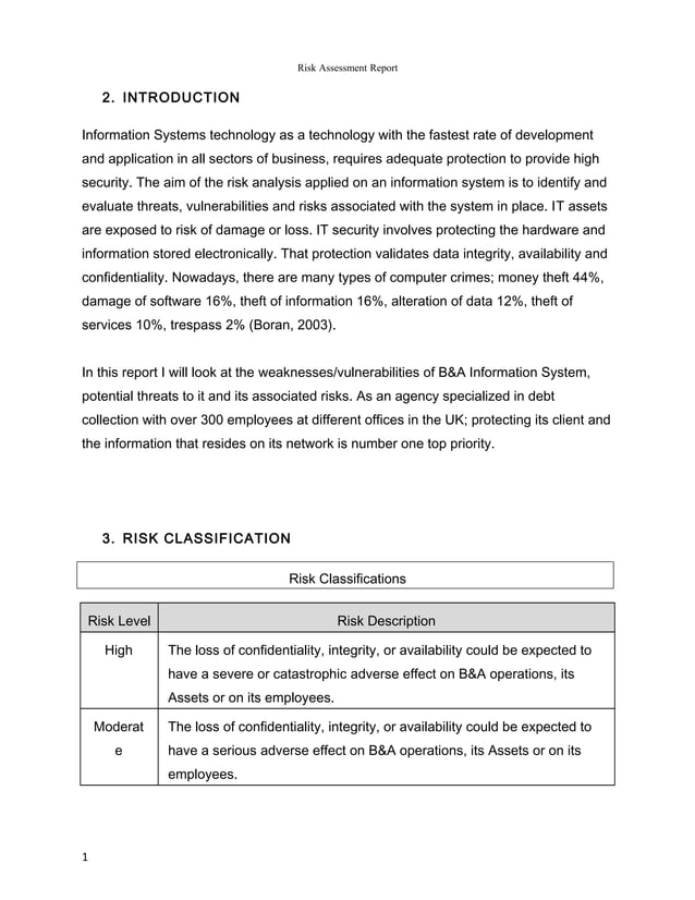Risk assessment report | PDF