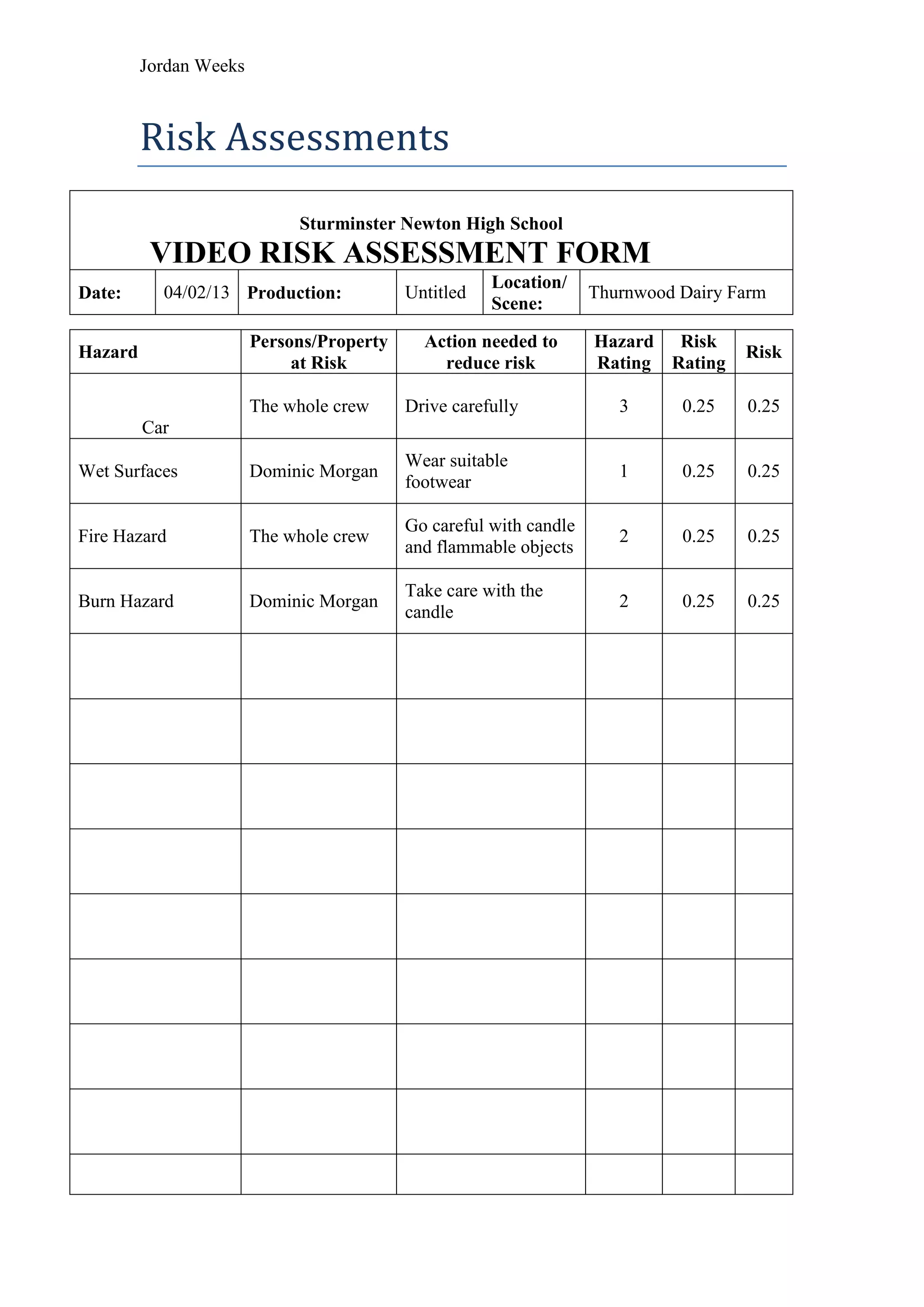 Risk assessments | DOCX