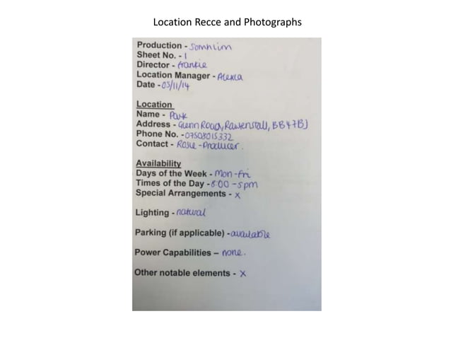 Risk Assessments and Location Recces | PPTX