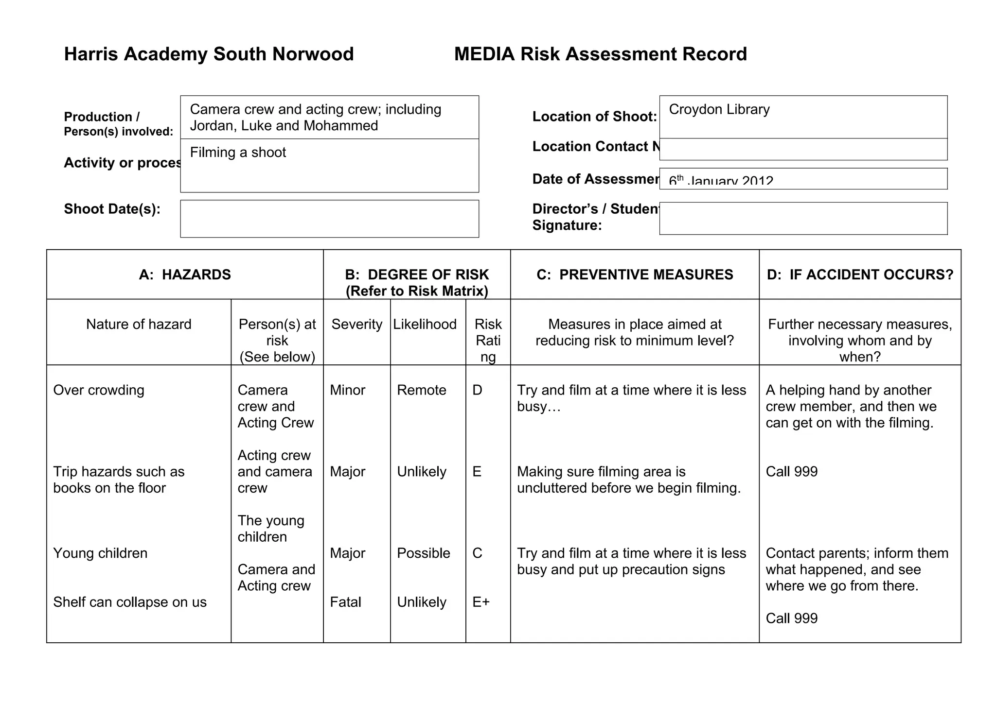 Risk Assessment Template | DOC