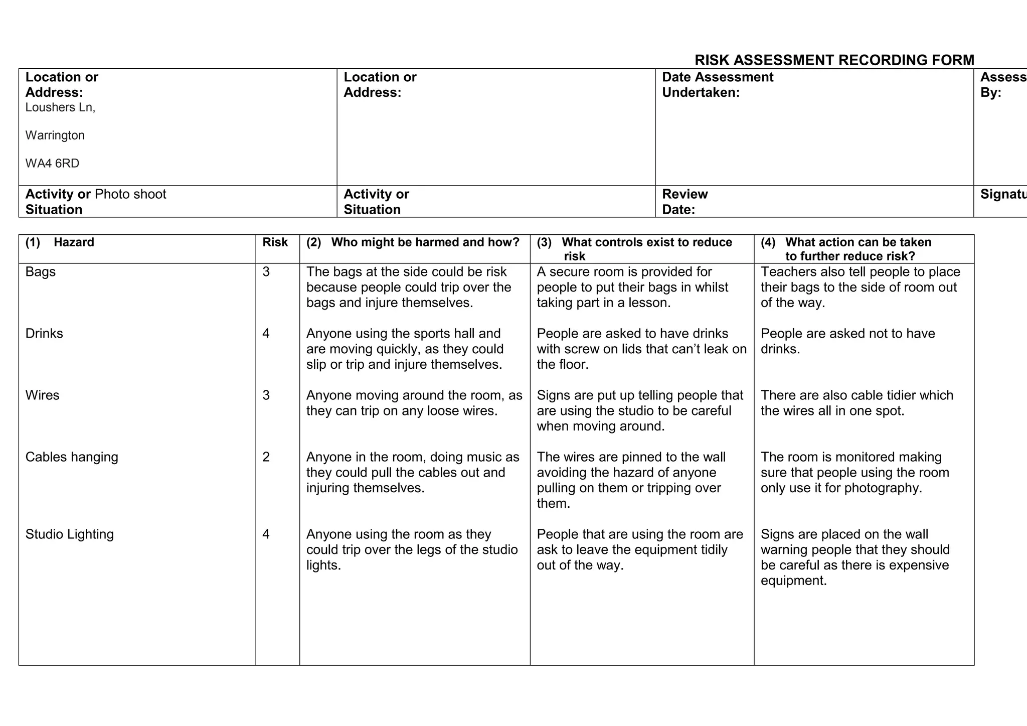 Risk assessment studio | DOC