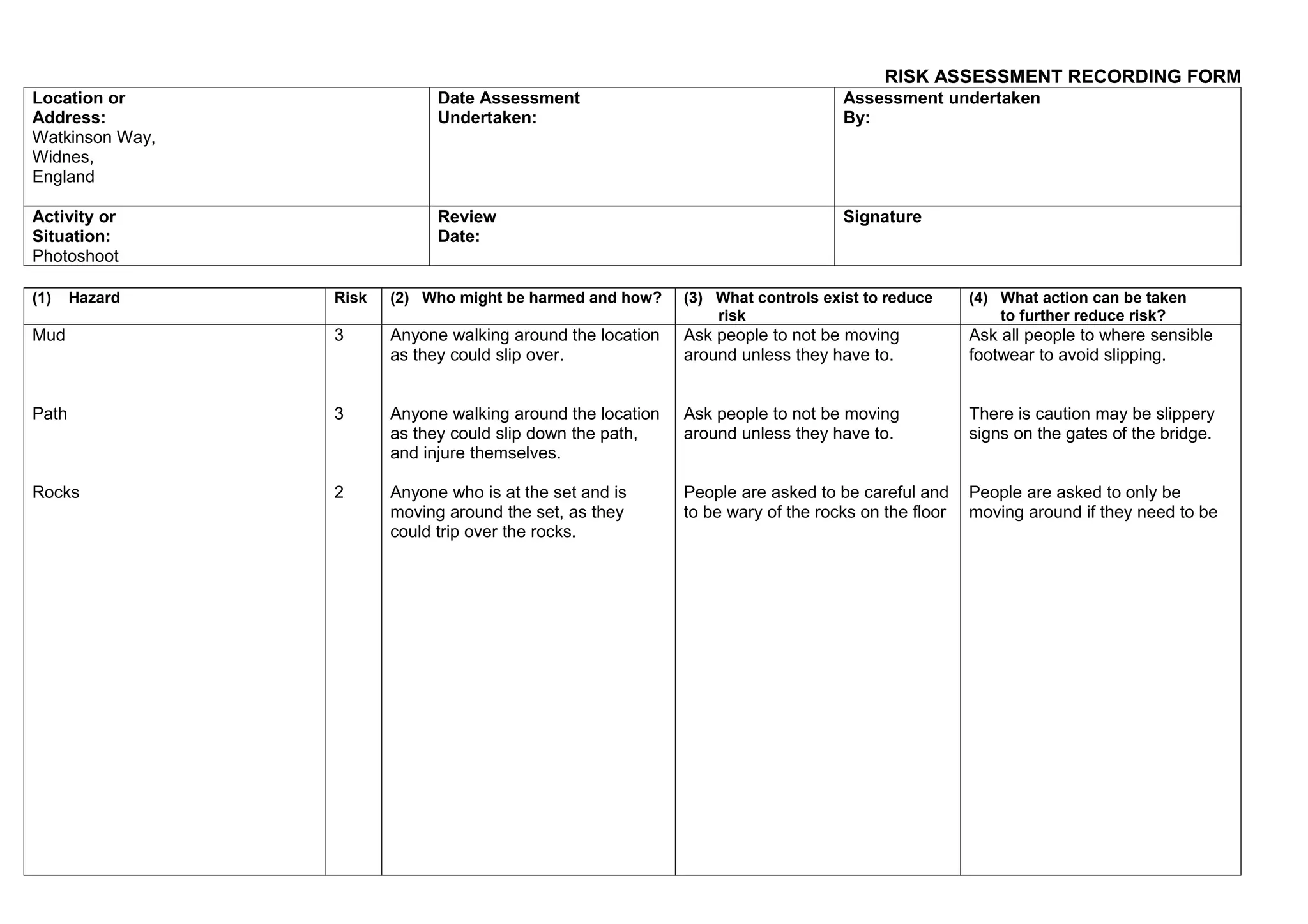 Risk assessment template | PPT