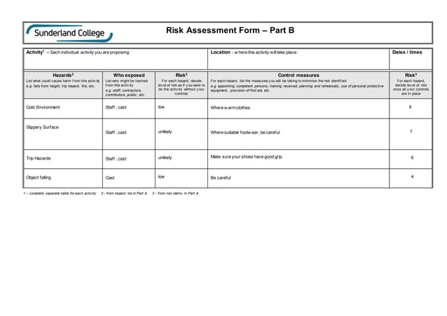 Risk assessment template | DOCX