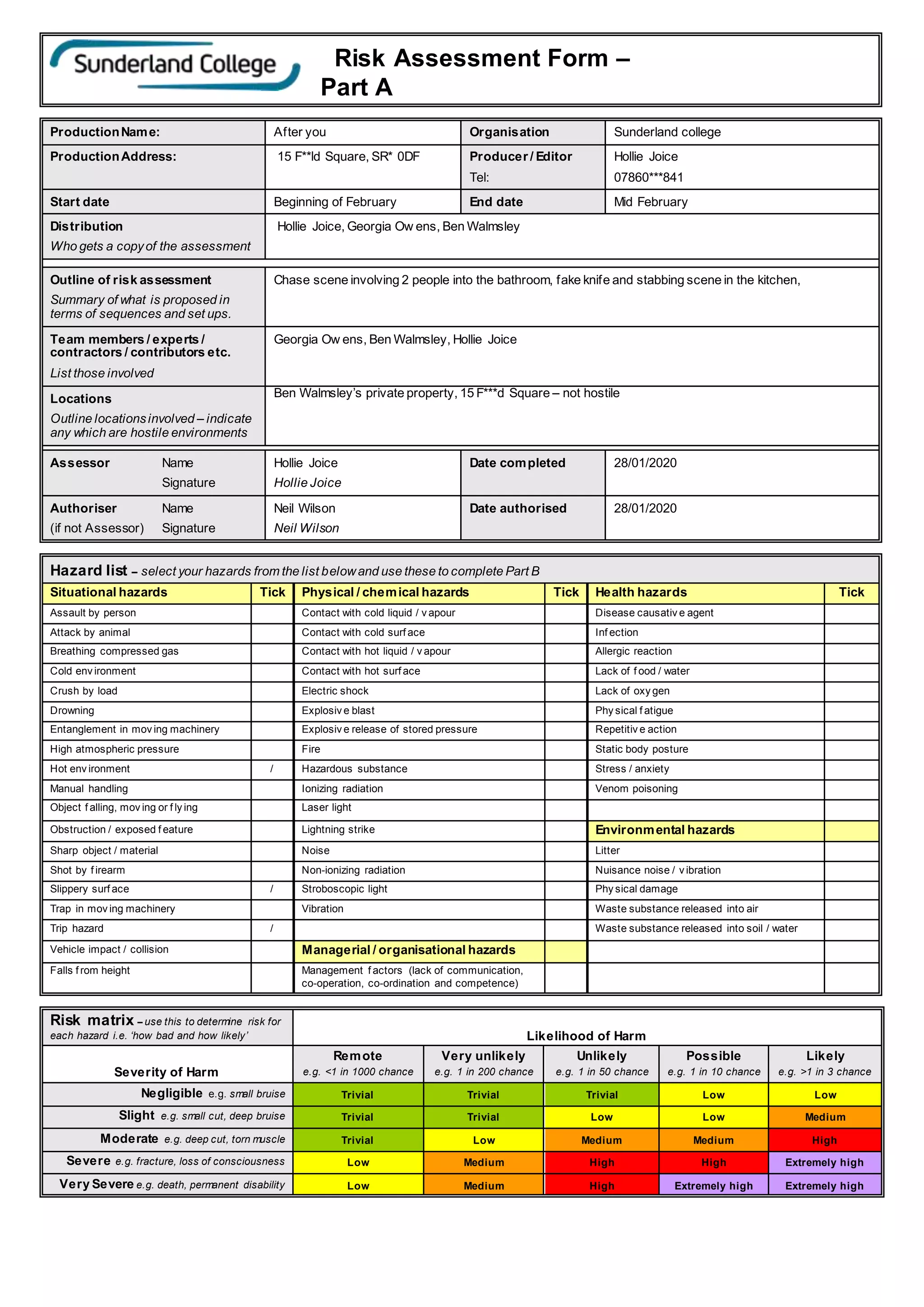 Risk assessment template | PDF