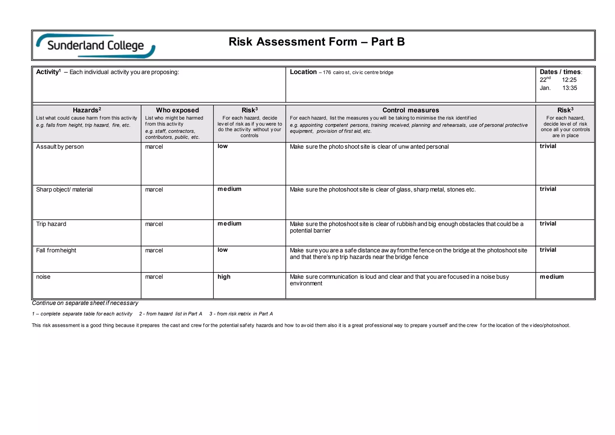 Risk assessment template | DOCX