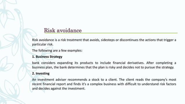 Risk avoidance | PPTX | Financial Planning | Personal Finance