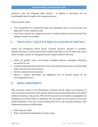 Risk Based Thinking - RMSP "RISK MANAGEMENT SYSTEM PROCESS" | PDF