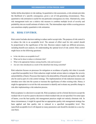 Risk Based Thinking - RMSP "RISK MANAGEMENT SYSTEM PROCESS" | PDF