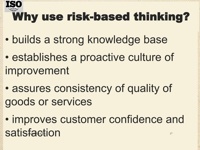 RISK BASED THINKING IN ISO 9001 2015.pptx | Business | Business and Finance