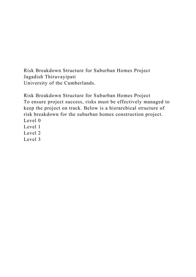Risk Breakdown Structure SUBURBAN HOMES CONSTRUCTION PRO.docx