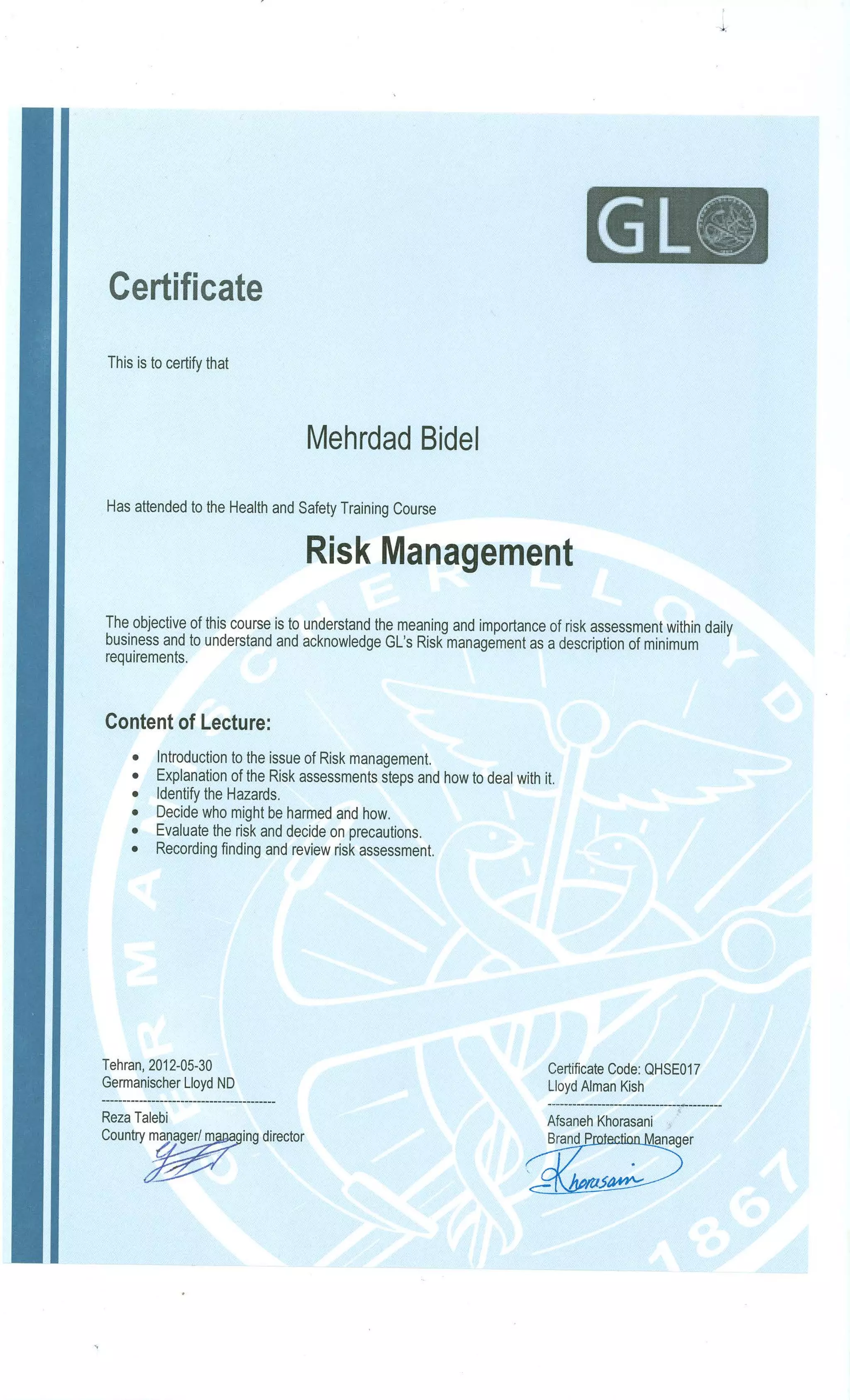 Risk certificate | PDF