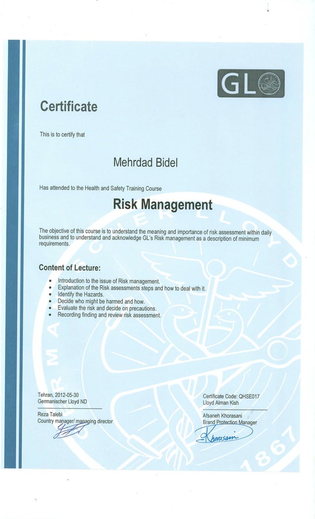 Risk certificate | PDF
