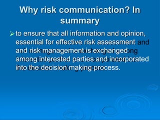 Risk communication Introduction & application | PPTX