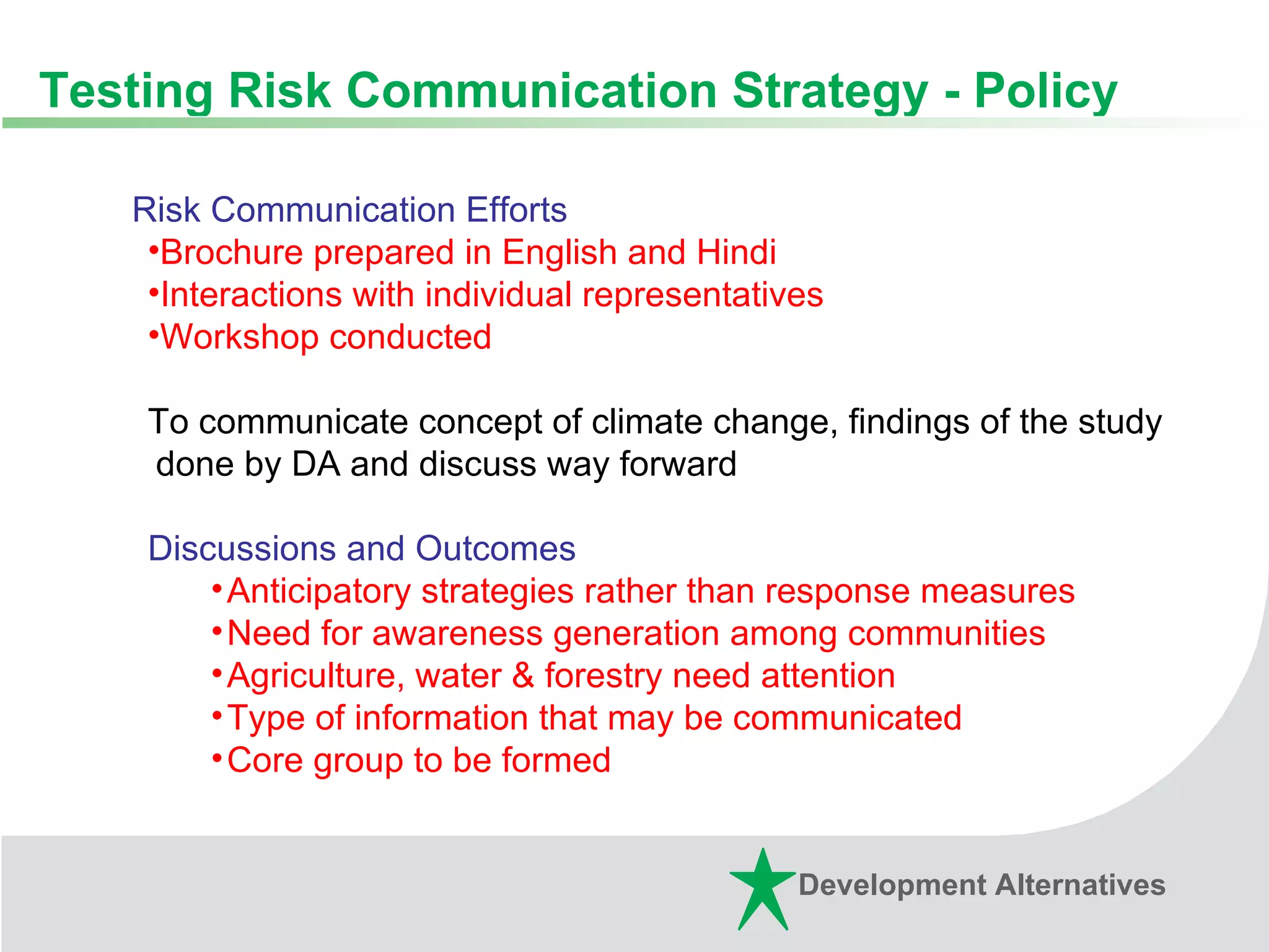 Risk Communication For Adapting To Climate Change | PPS
