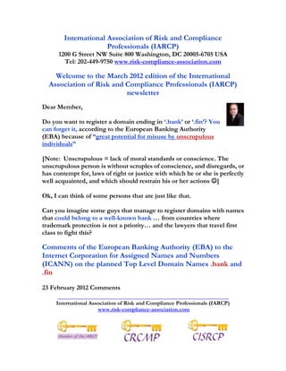 Understanding Risk Management and Compliance, March 2012 | PDF