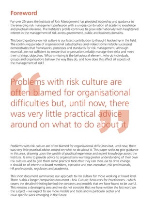 Risk culture - IRM PROTIVITI | PDF