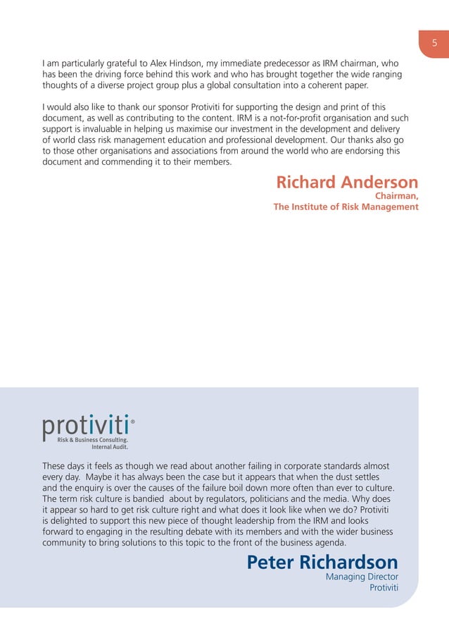 Risk culture - IRM PROTIVITI | PDF