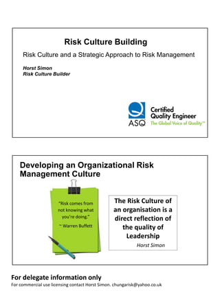 Risk Culture Building: a Strategic Approach to Risk Management | PDF