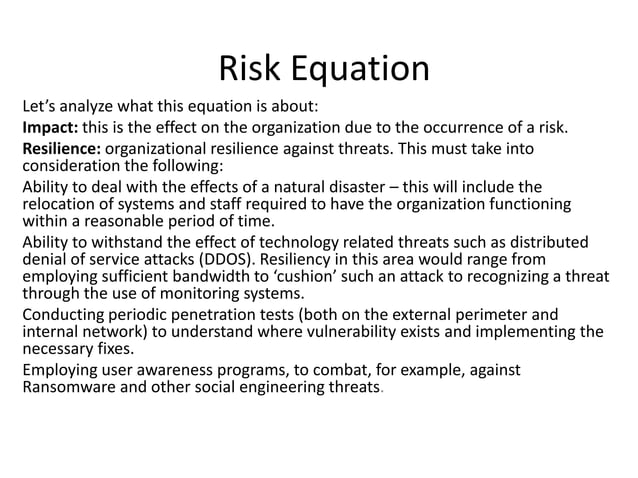 Risk Equation | PPT