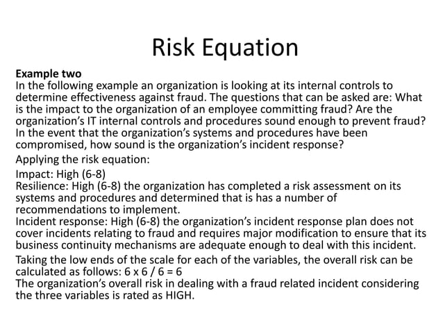 Risk Equation | PPT
