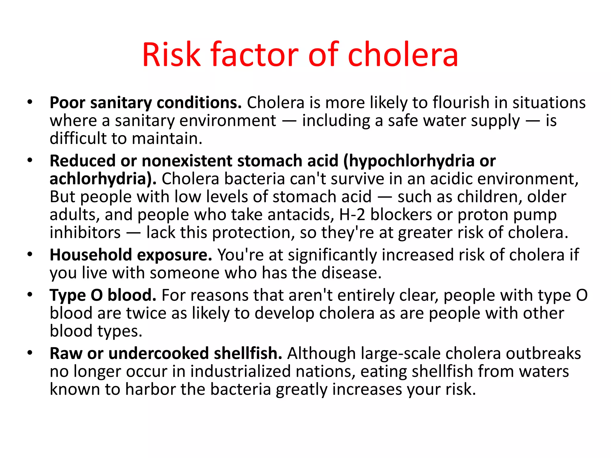 Risk factor of cholera | PPTX