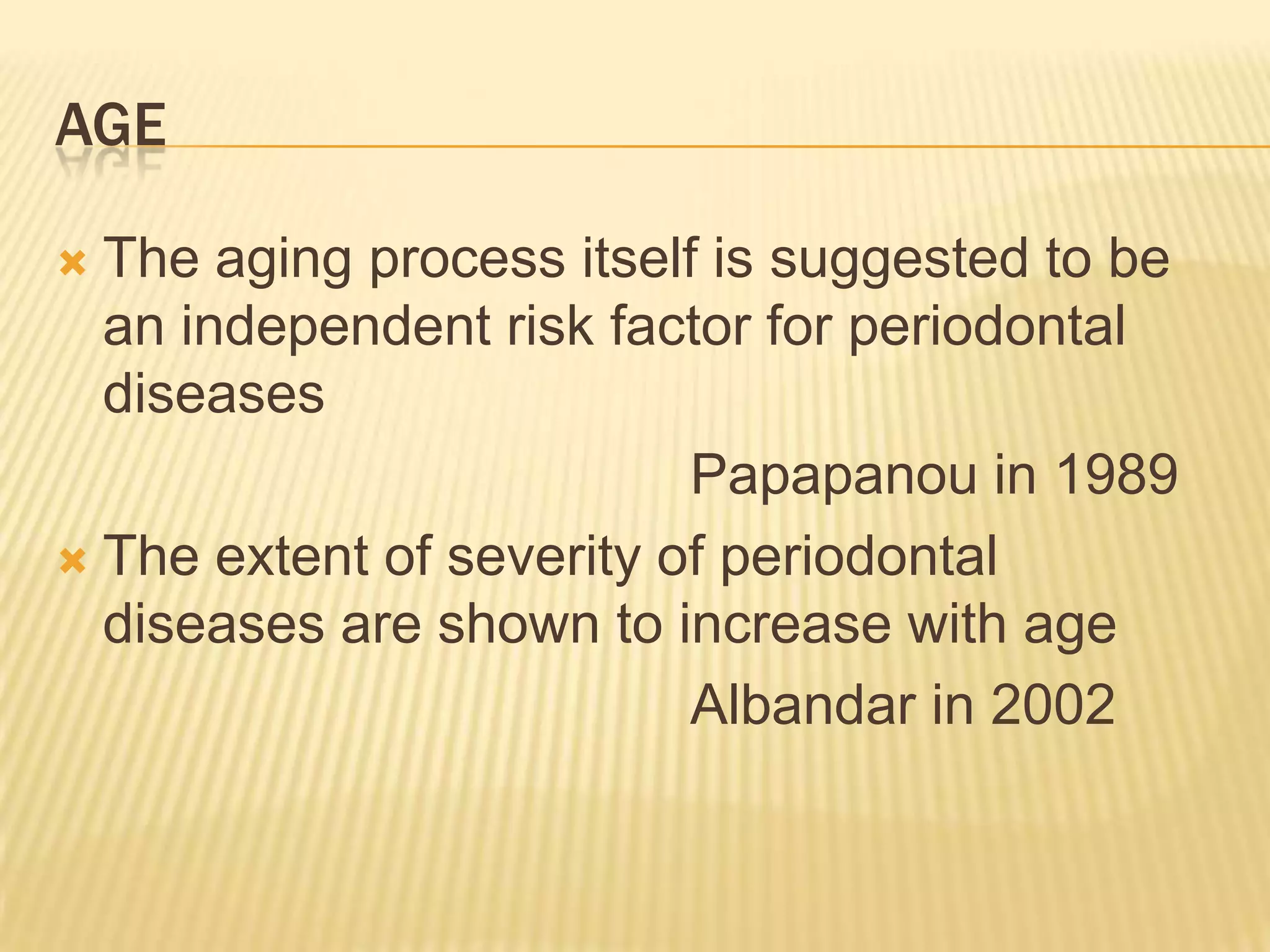 Risk factors and risk assessment of periodontal disease. | PPTX
