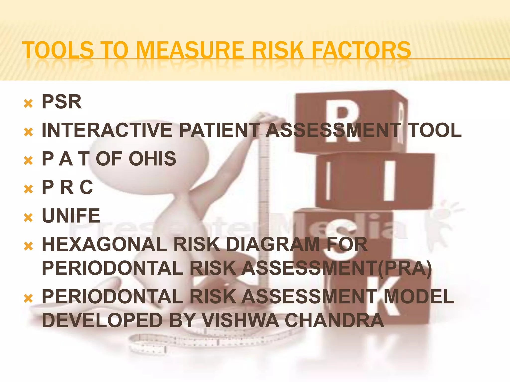 Risk factors and risk assessment of periodontal disease. | PPTX