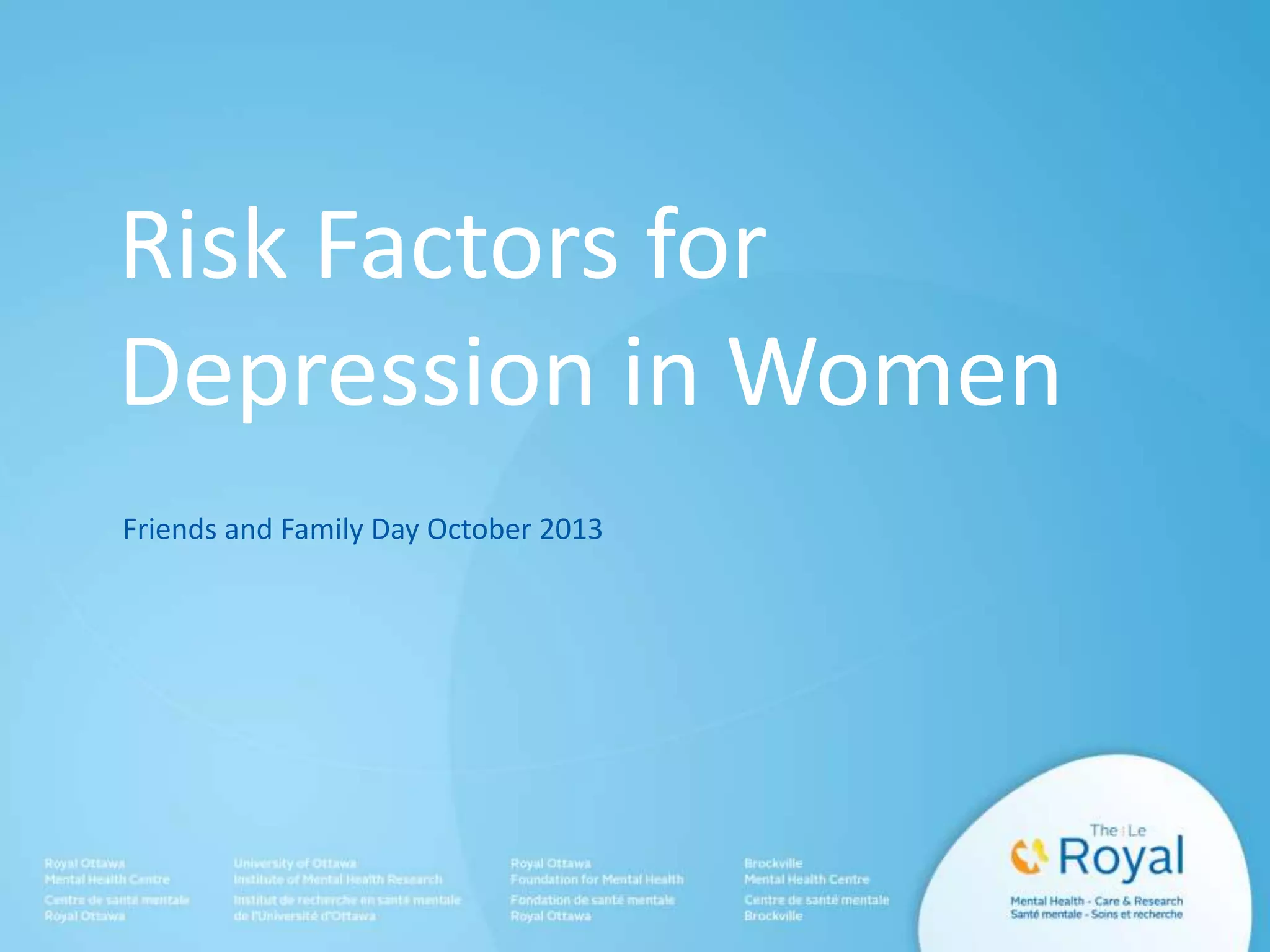 Risk Factors for Depression in Women | PPT