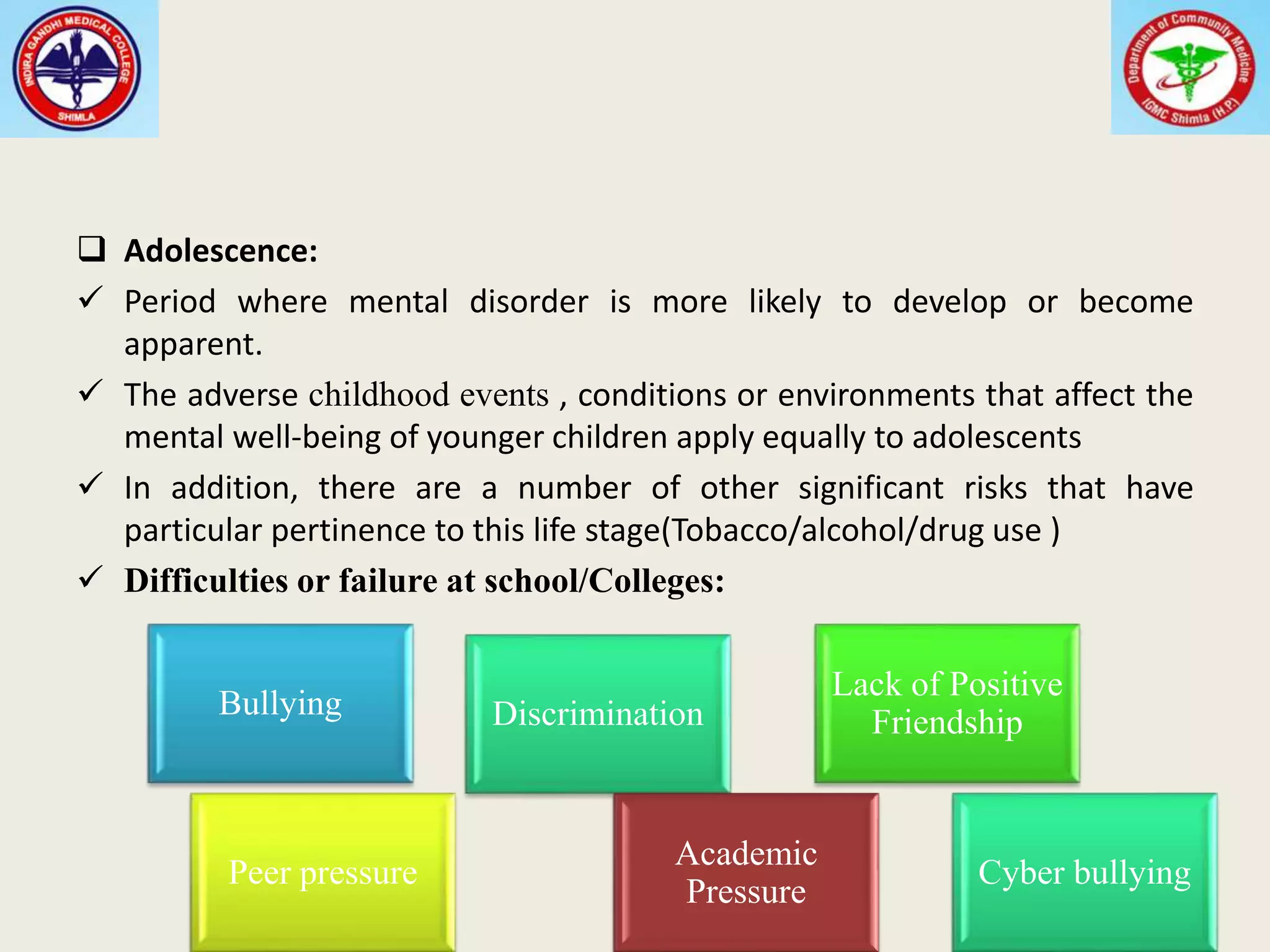 Risk factors in development of mental health illness | PPTX