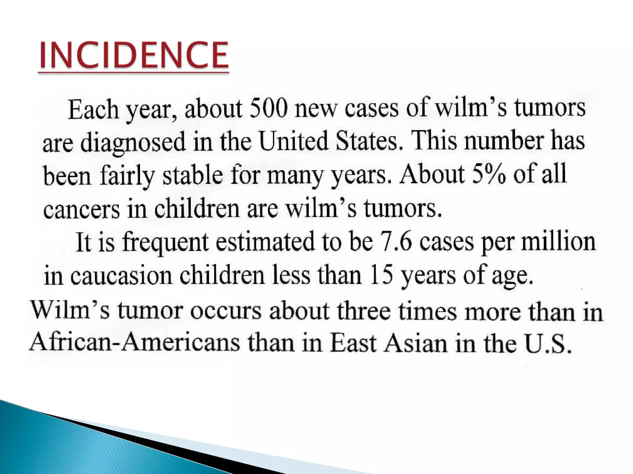 wilm’s tumors Risk factors of | PPT